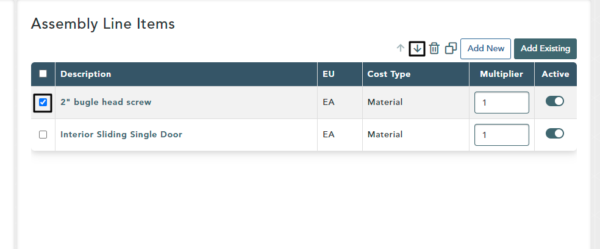 Reordering Assemblies and Items | Vector Knowledge Base